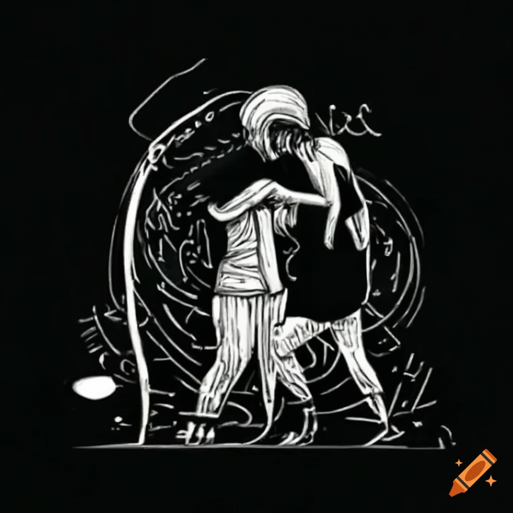 Abstract ink drawing with perpetual motion