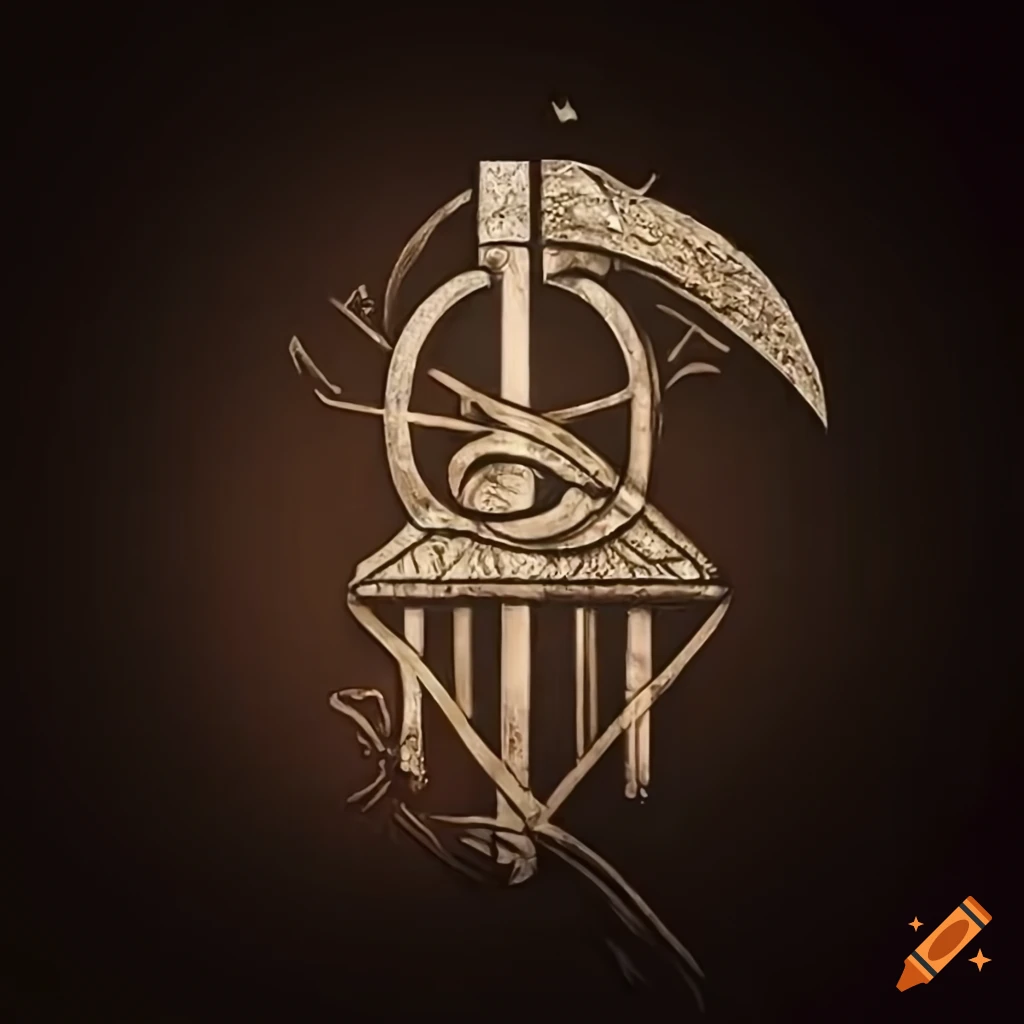 Metal band logo with wheat and scythe