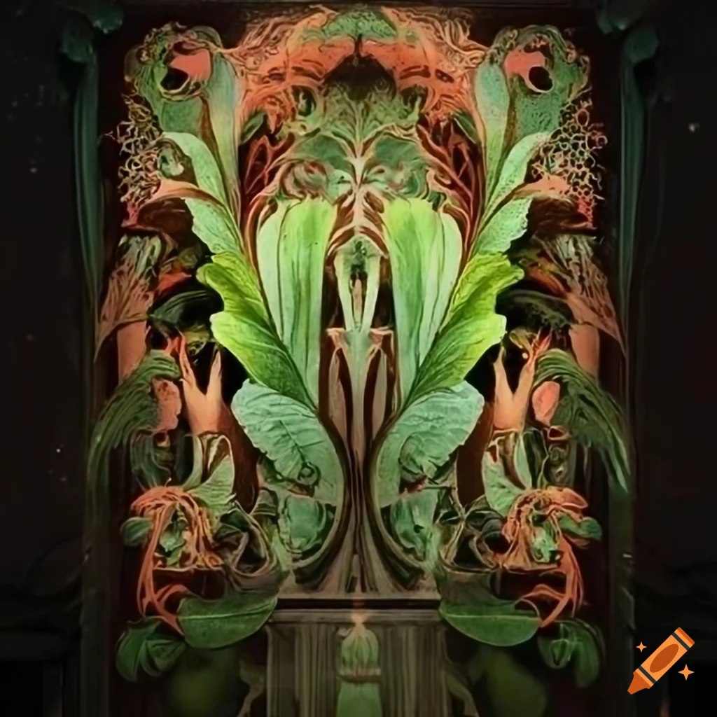 Artistic depiction of plants in art nouveau style on Craiyon