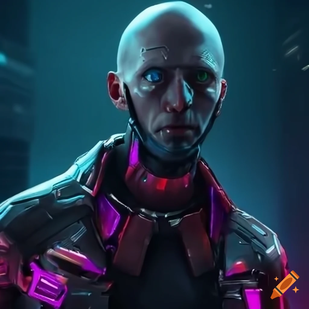 Sci-fi cyberpunk engineer mechanic performing full body repair on Craiyon