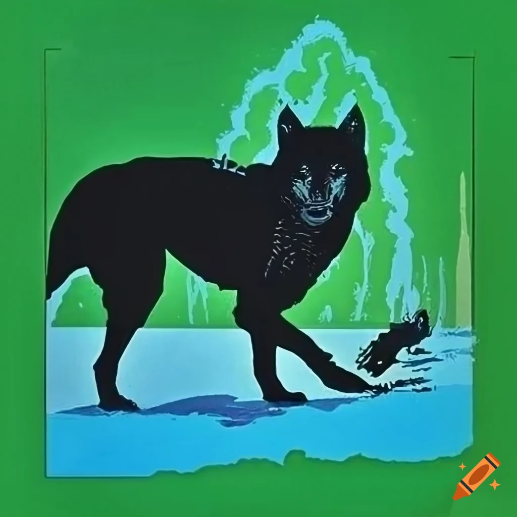 Vintage patriotic propaganda poster with wolves