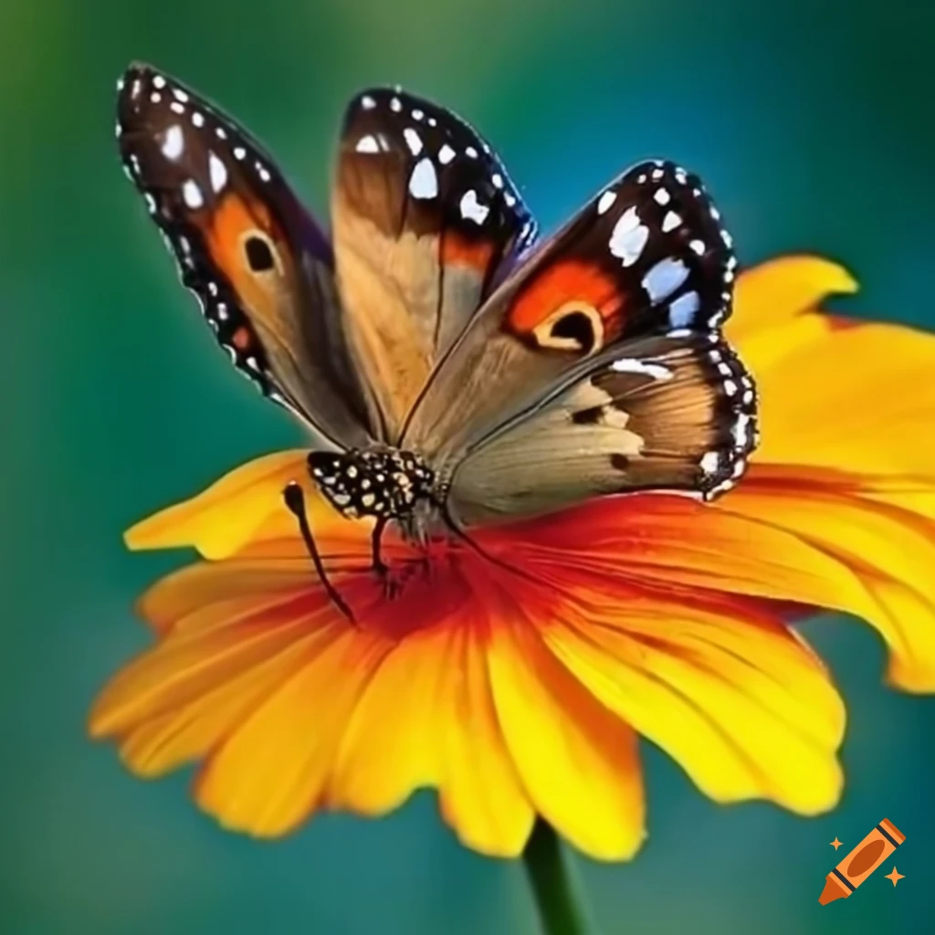 Papillon se posant sur une fleur on Craiyon