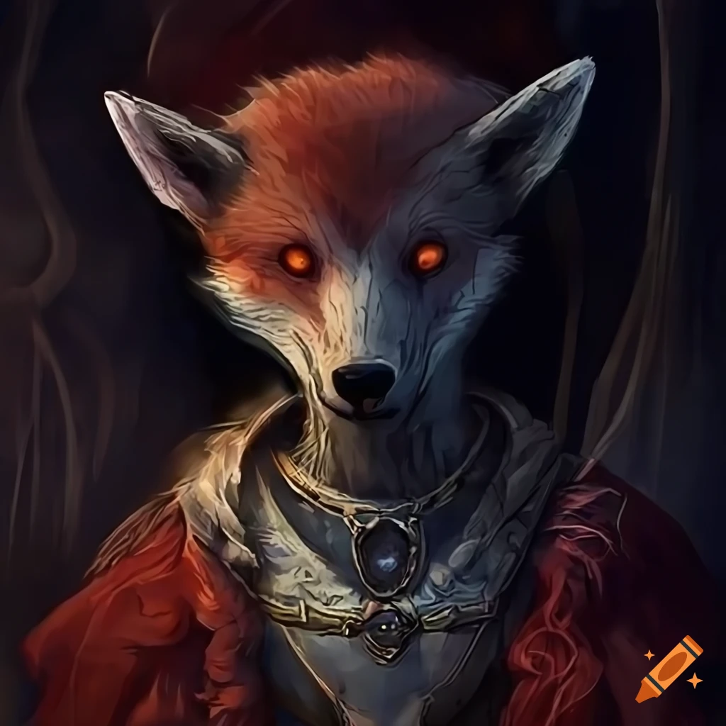 Artwork of a mind-controlled gothic fox cleric on Craiyon