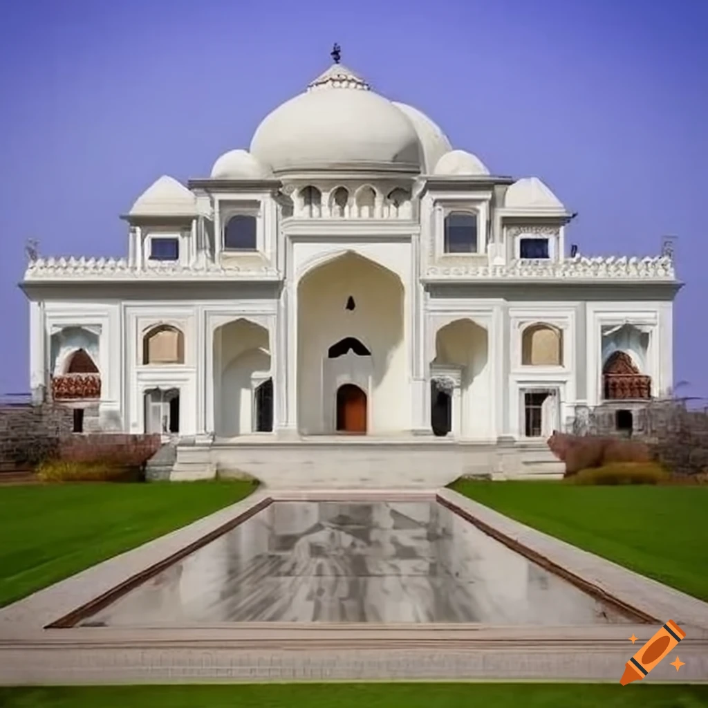 Frontal view of an architectural masterpiece on Craiyon