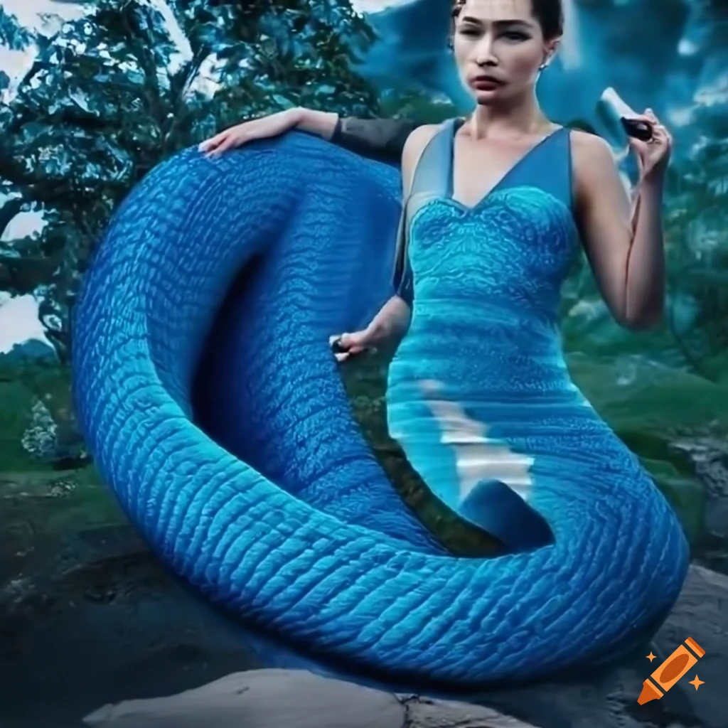 Realistic portrait of emilia clarke as blue naga on Craiyon