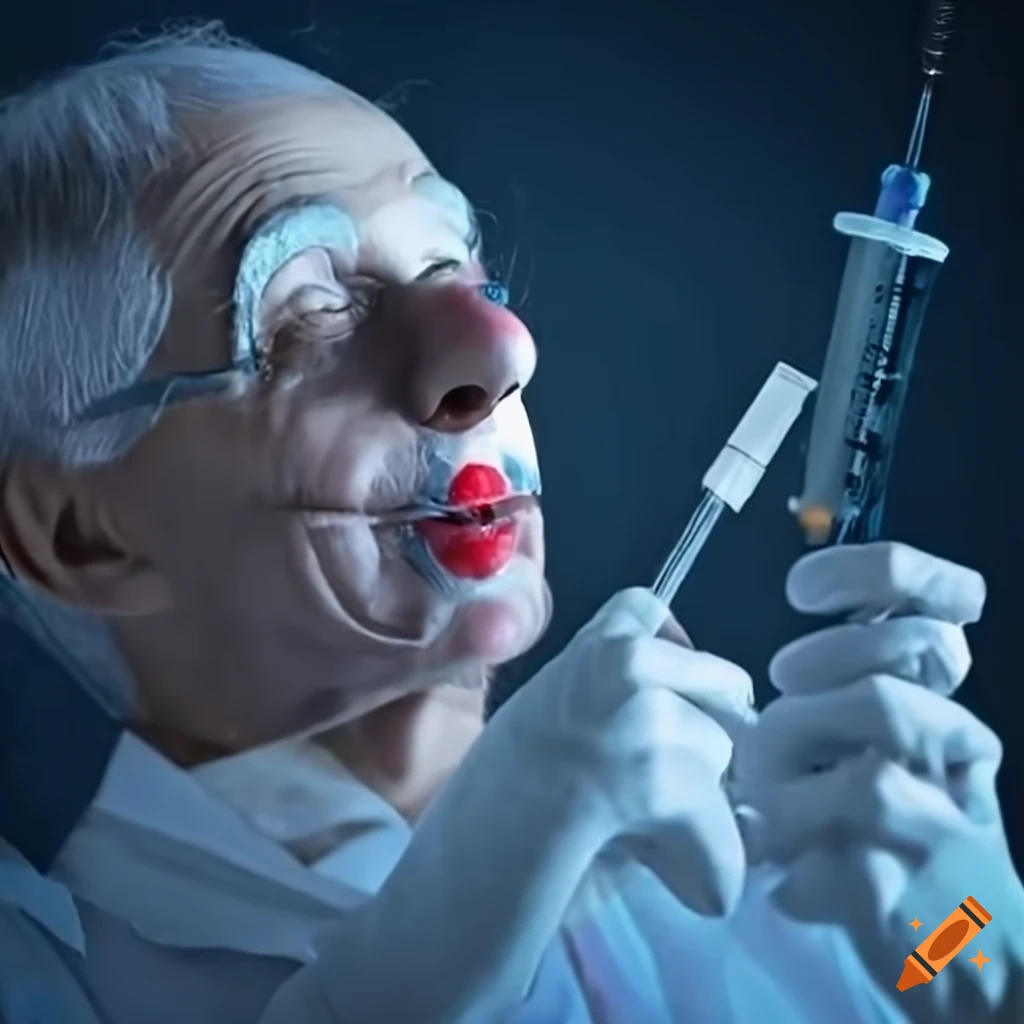 Satirical image of a clown scientist in a laboratory on Craiyon
