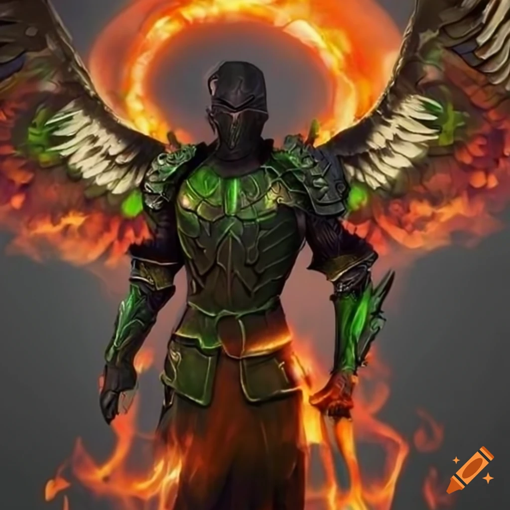 Fire angel riding on a magma-infused elephant on Craiyon