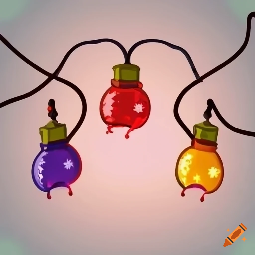 Cartoon-style Christmas lights on Craiyon