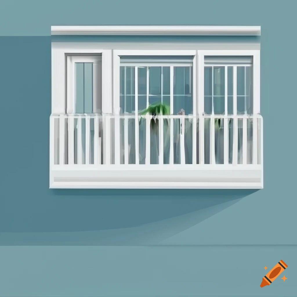 Side-view vector art of a realistic white balcony