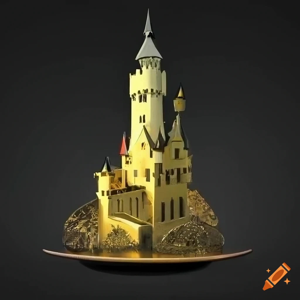Conceptual illustration of Lichtenstein Castle in a bottle on Craiyon