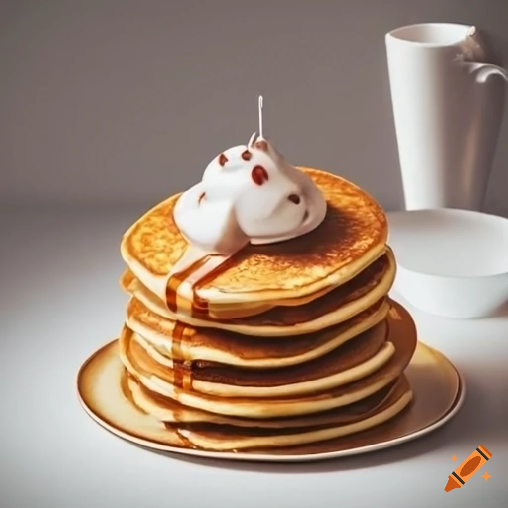 Delicious stack of pancakes with rilakkuma on a plate on Craiyon