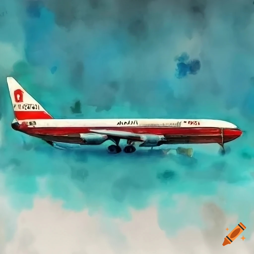 Surreal painting of a dc-10 airplane on Craiyon