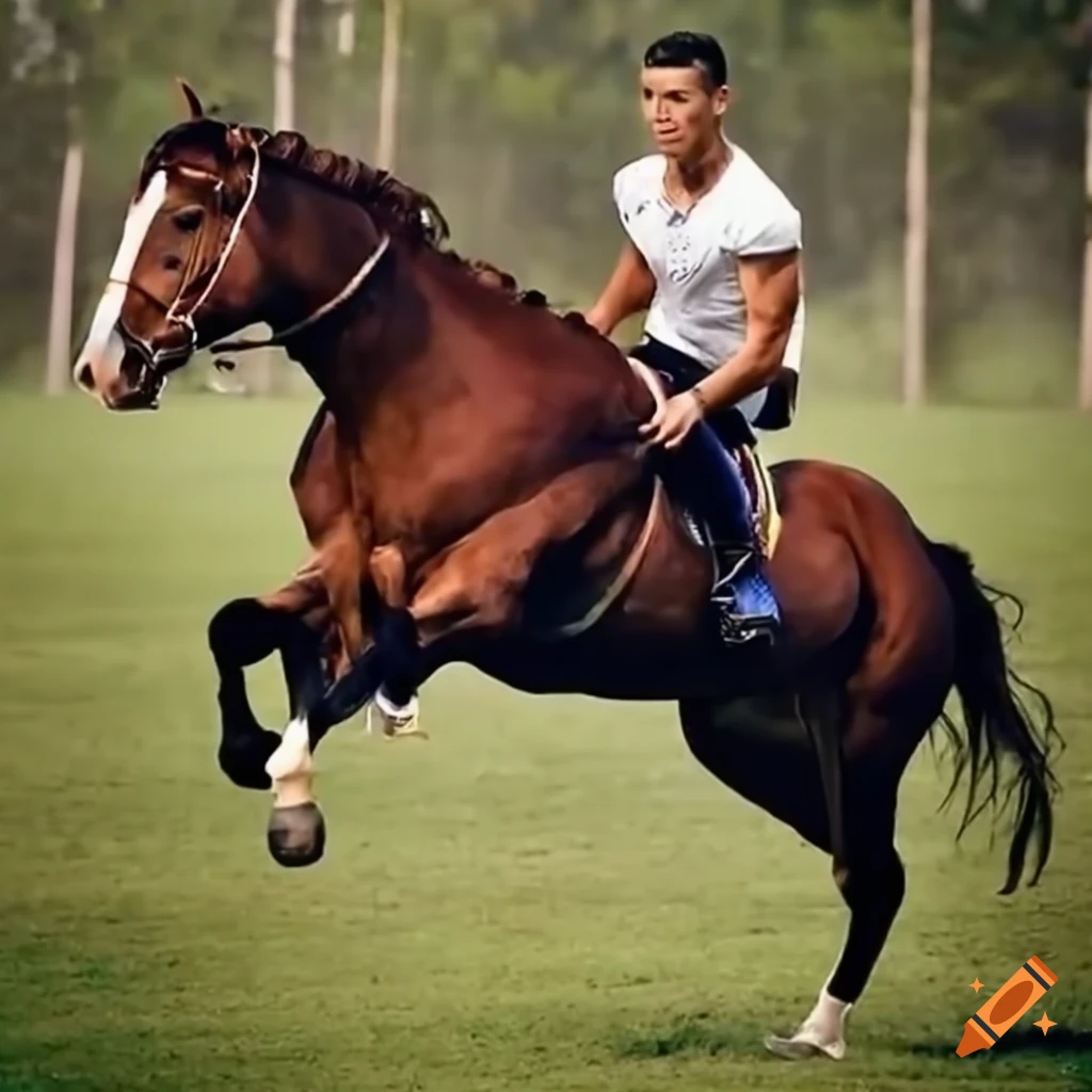 Ronaldo horseback riding on Craiyon