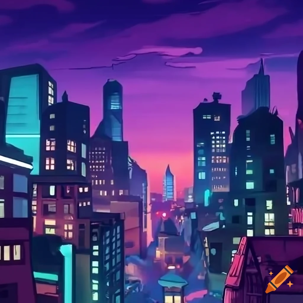 Lofi cityscape with a retro vibe on Craiyon