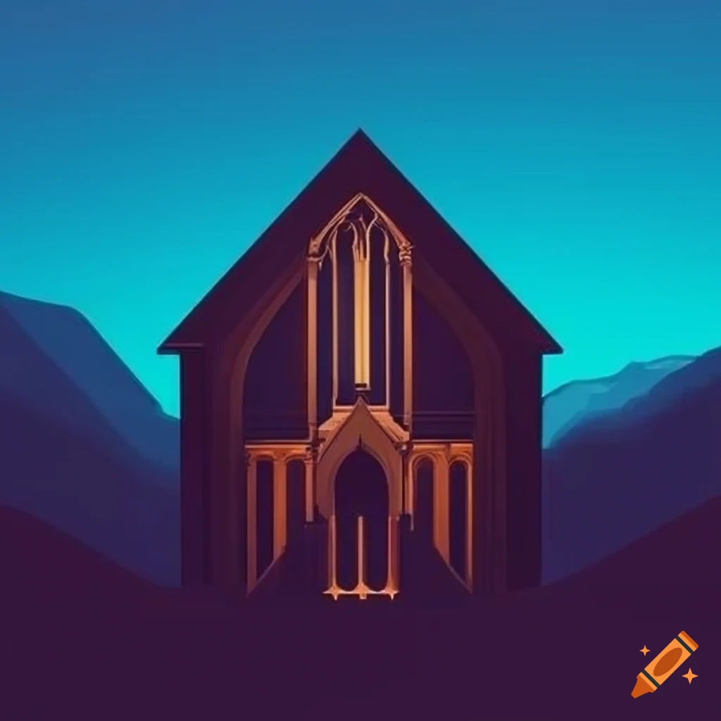 Illusory logo of a cathedral-like cabin on Craiyon