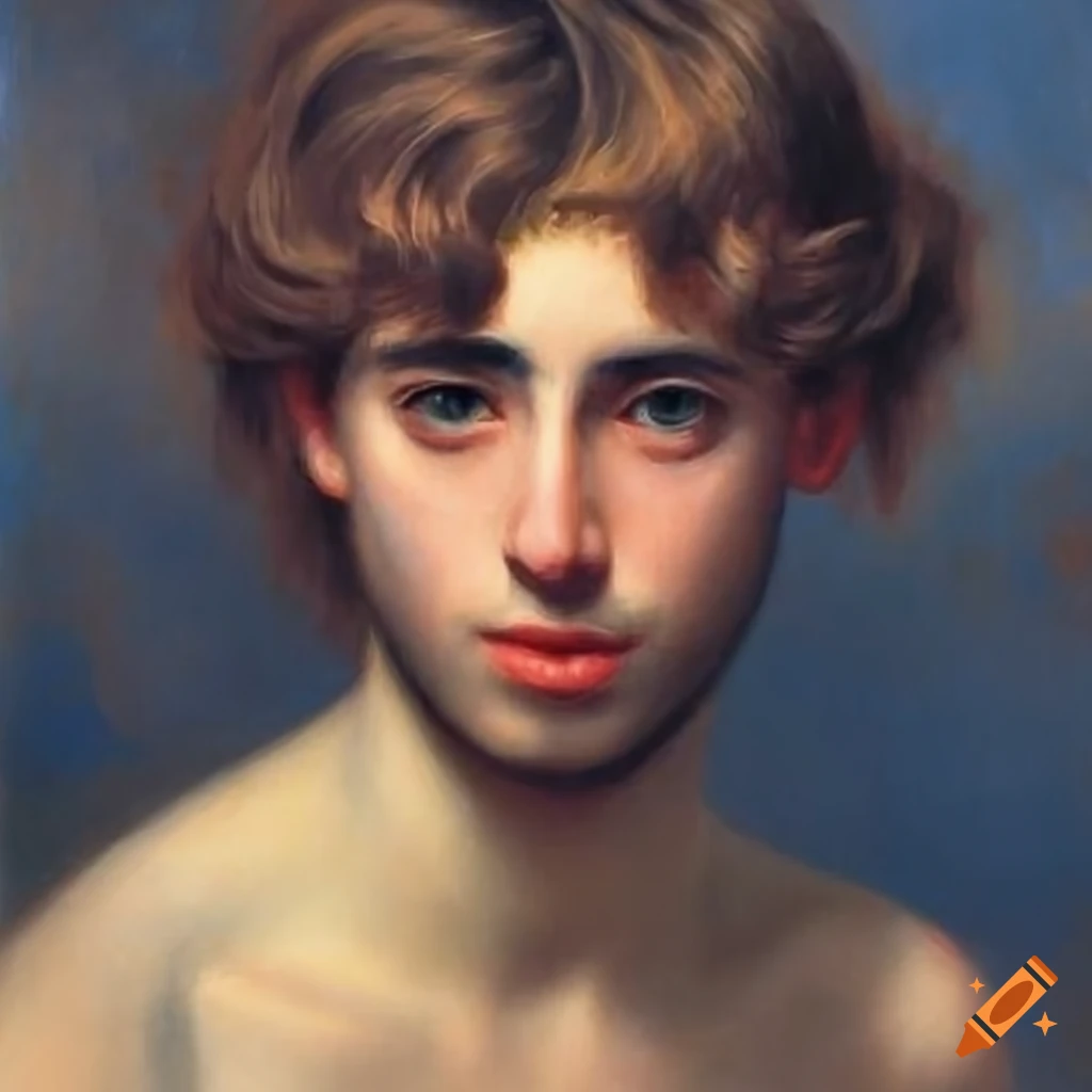 Detailed oil painting of a confident male god on Craiyon