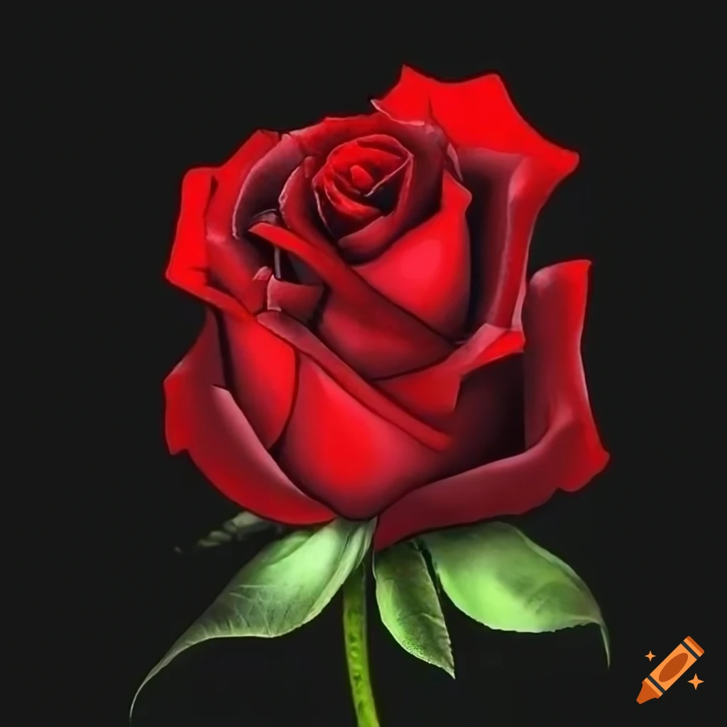 Red rose on a black background on Craiyon