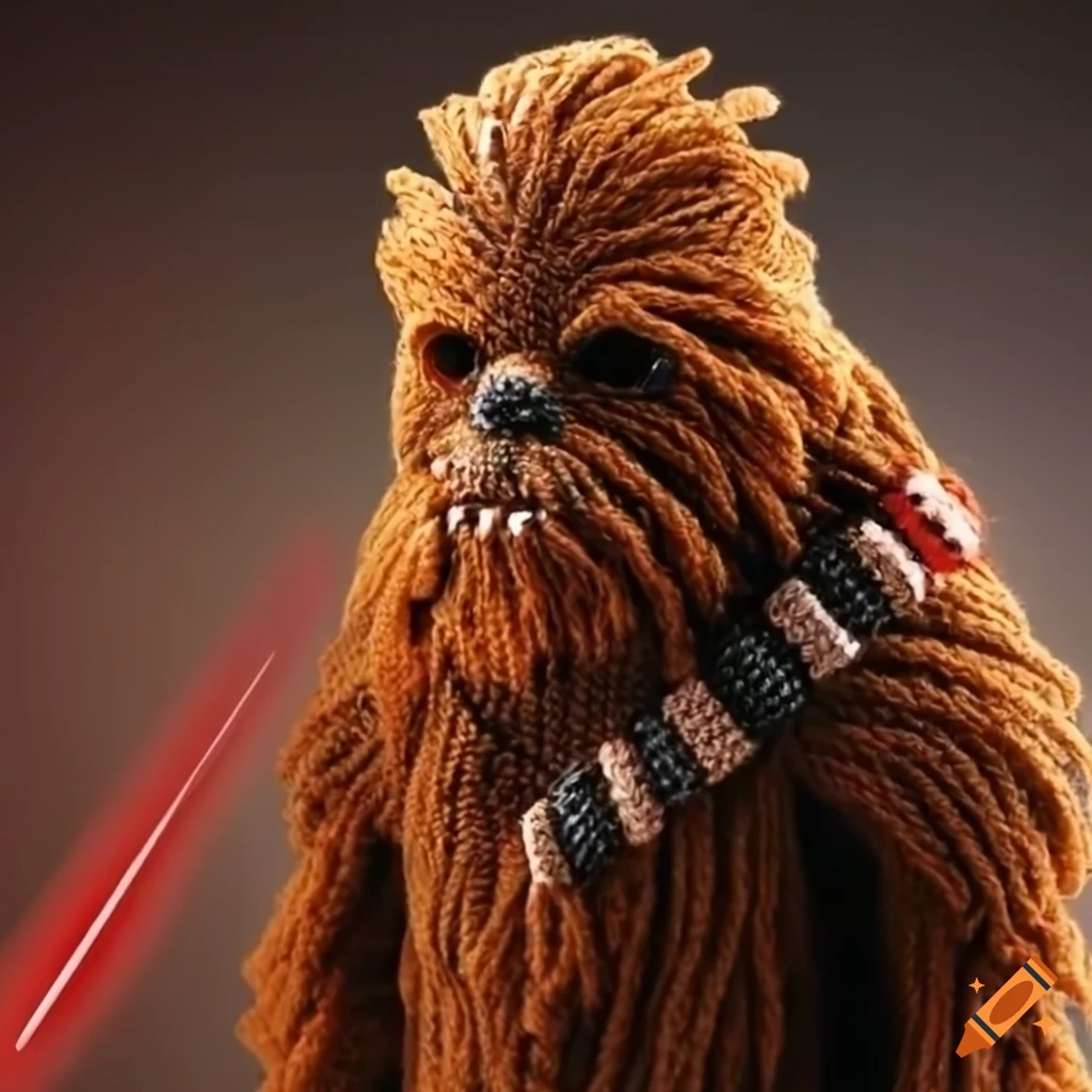 Wookiee crocheting in a Star Wars scene on Craiyon