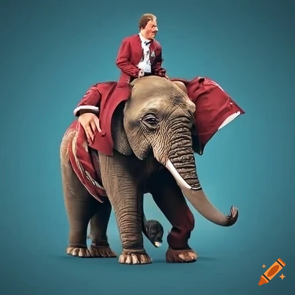 Nick Saban riding an elephant on Craiyon