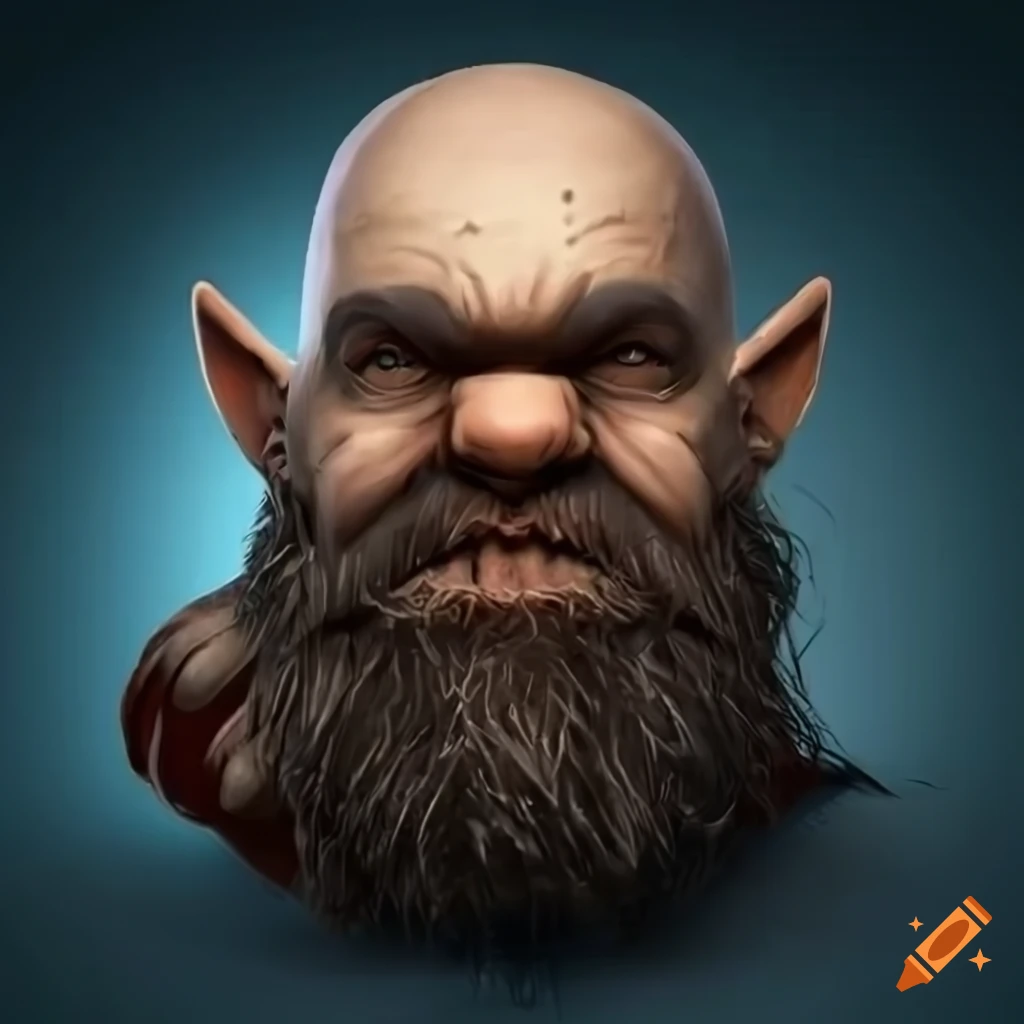 Dwarven god statue with maul weapon and angry expression on Craiyon