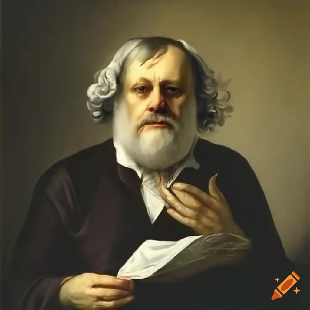 Portrait of slavoj zizek with music sheets and white wig