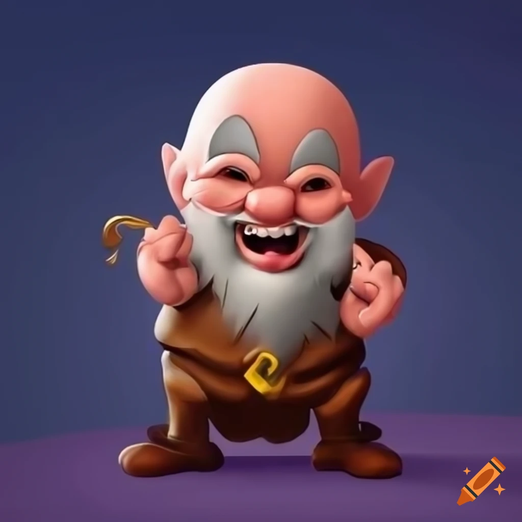 Cartoon of a laughing sitting dwarf