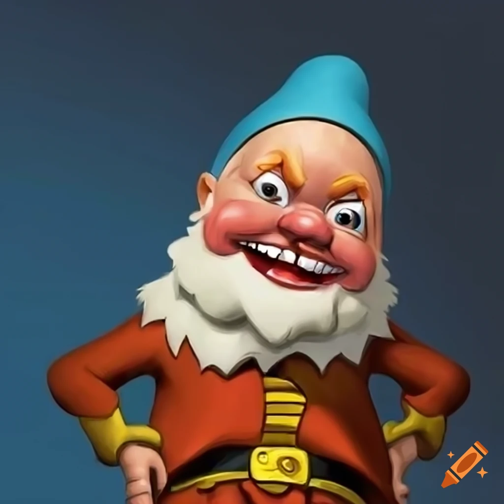 Cartoon dwarf laughing on Craiyon