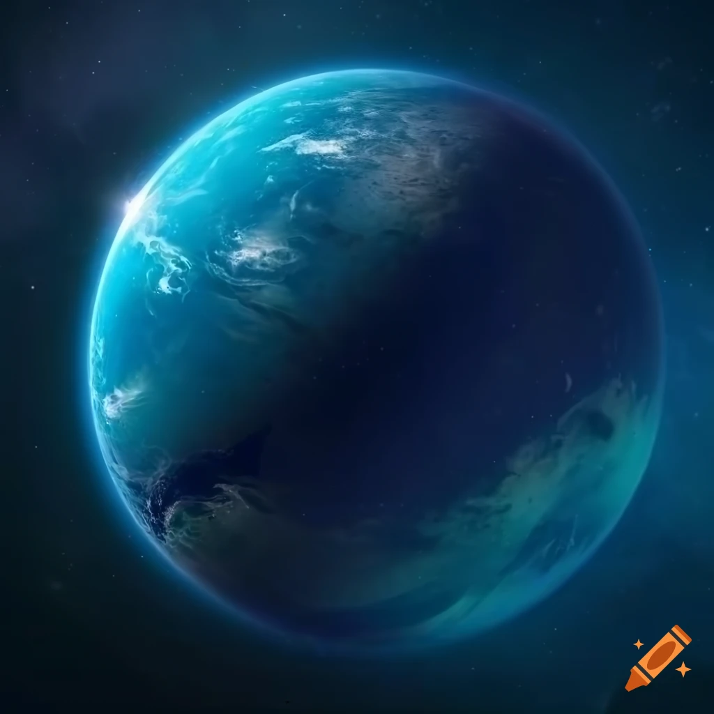 Starry background with a blue ocean planet