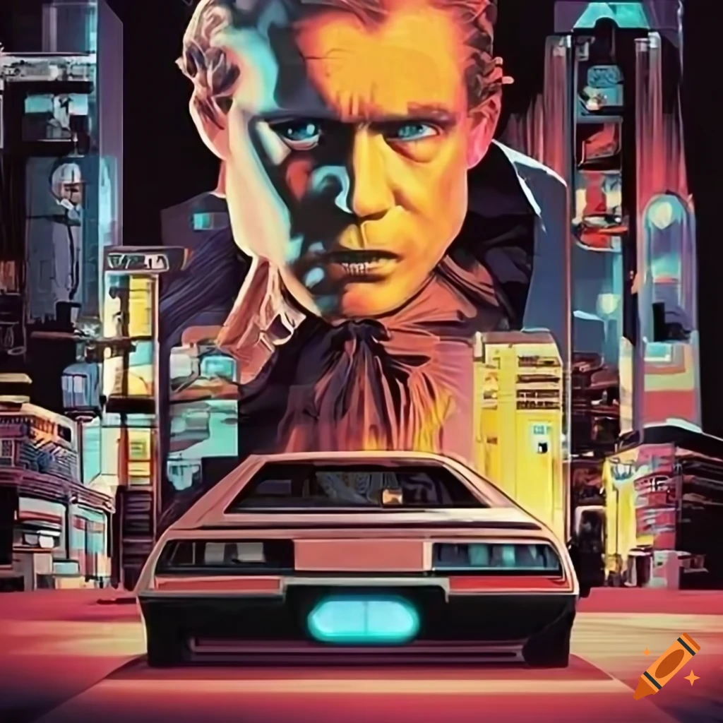 Retro-futuristic movie poster of back to the future on Craiyon