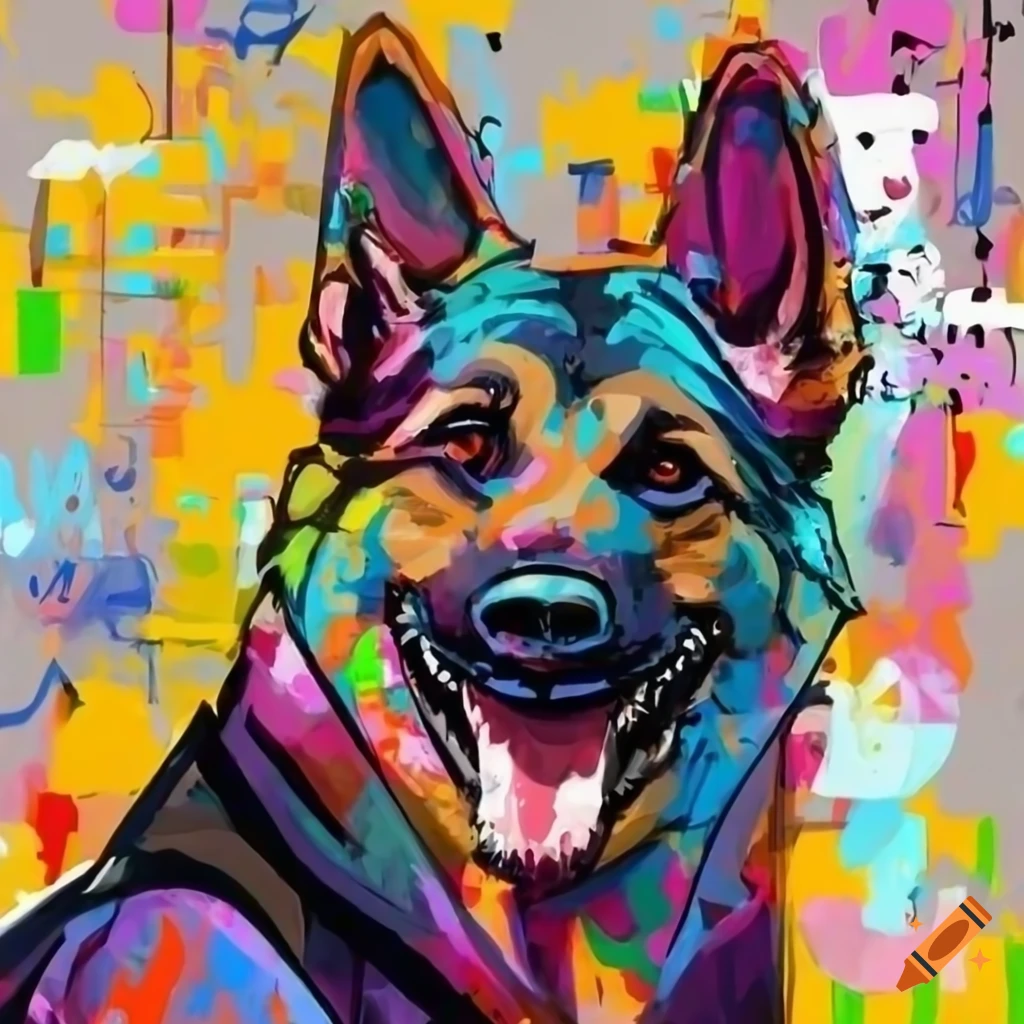 Abstract graffiti of a german shepherd dog