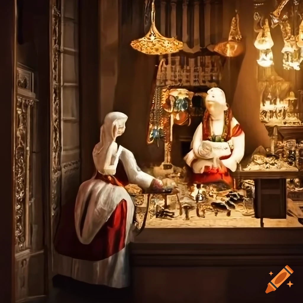 Medieval gem shop with sparkling jewels on display on Craiyon