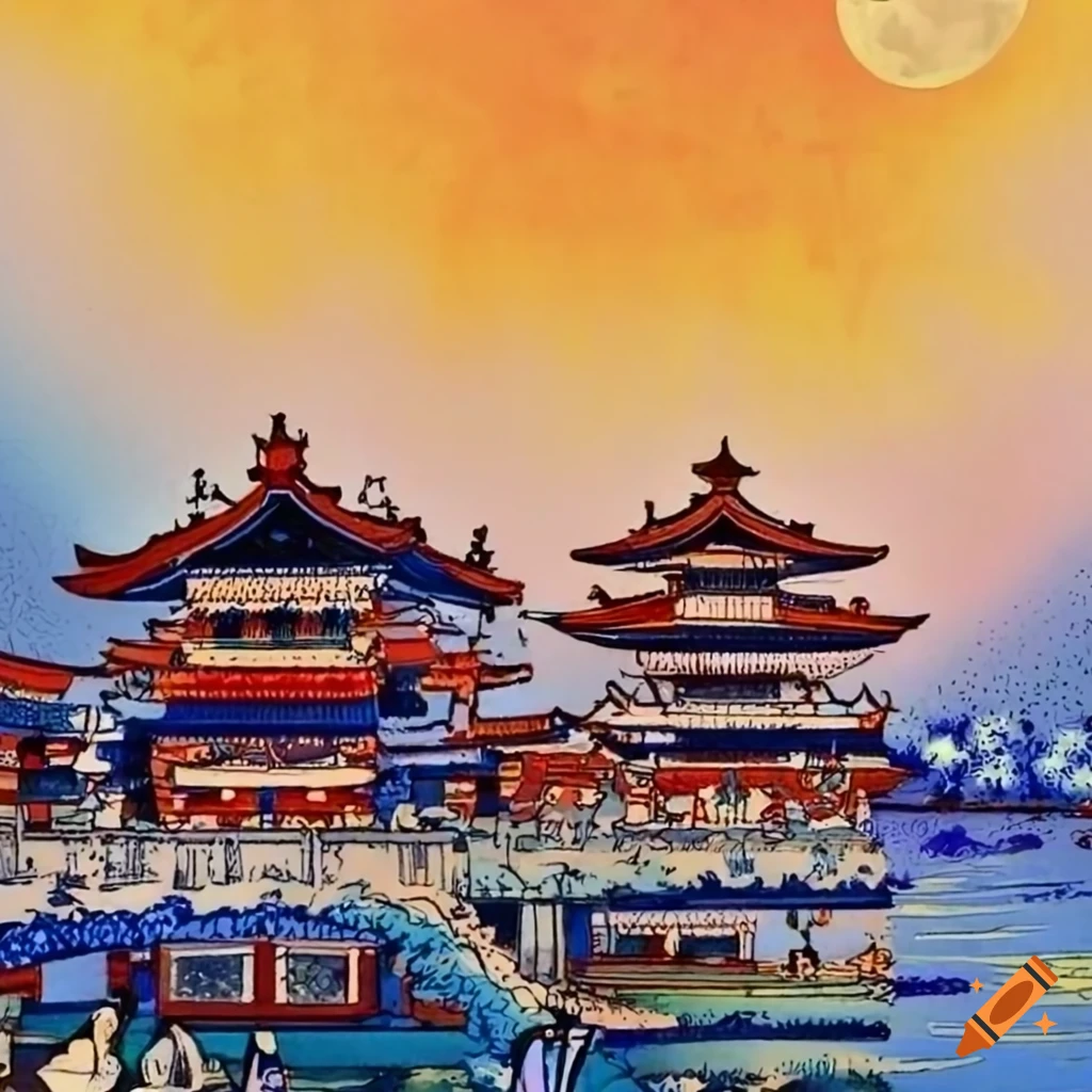 Illustration of a muscular samurai in ukiyo-e style on Craiyon