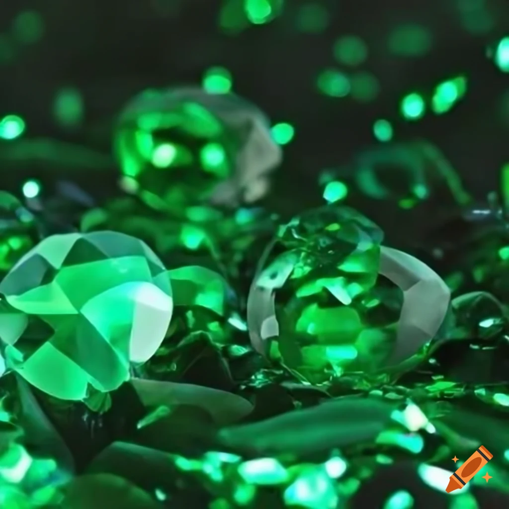 Pile of glowing green jewels