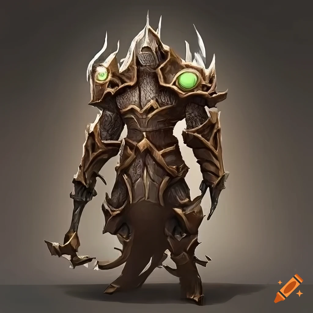 Illustration of a wood elemental knight on Craiyon