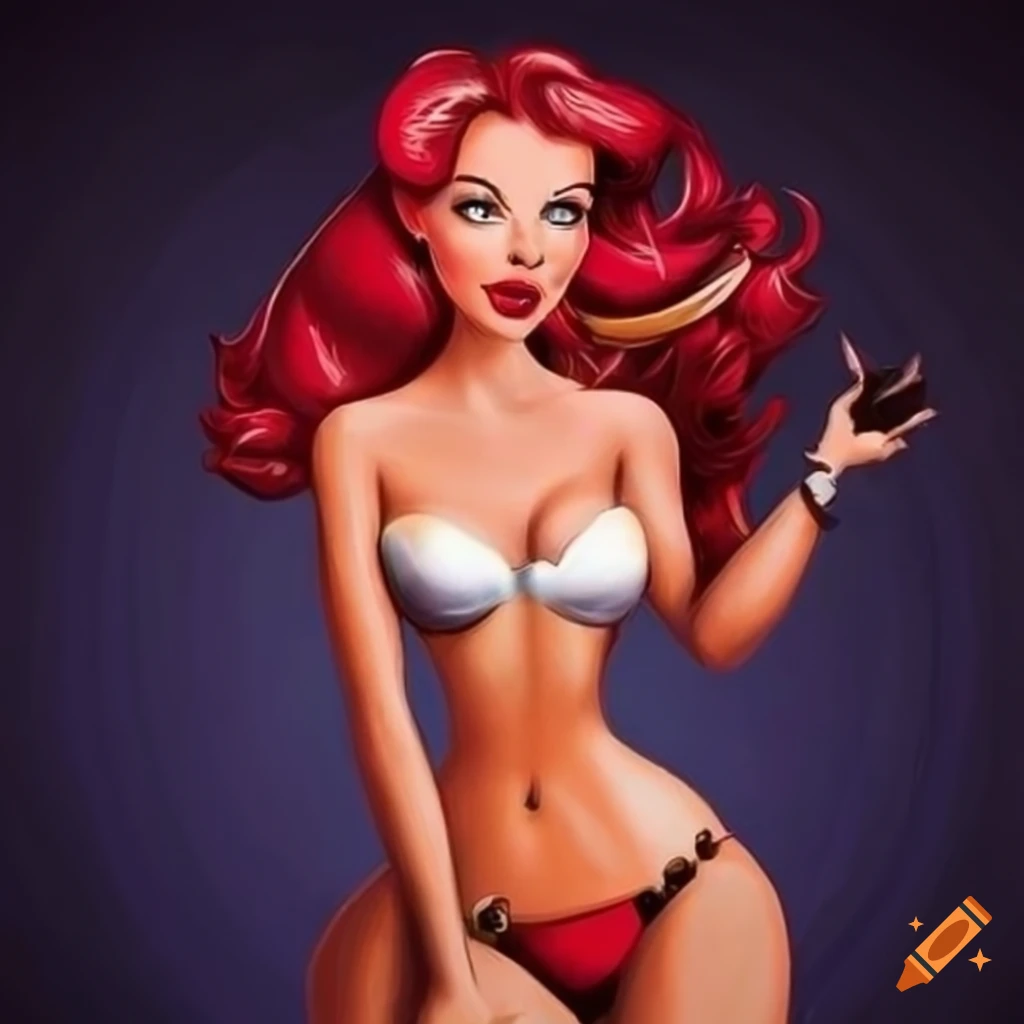 Cartoon pin-up lady artwork on Craiyon