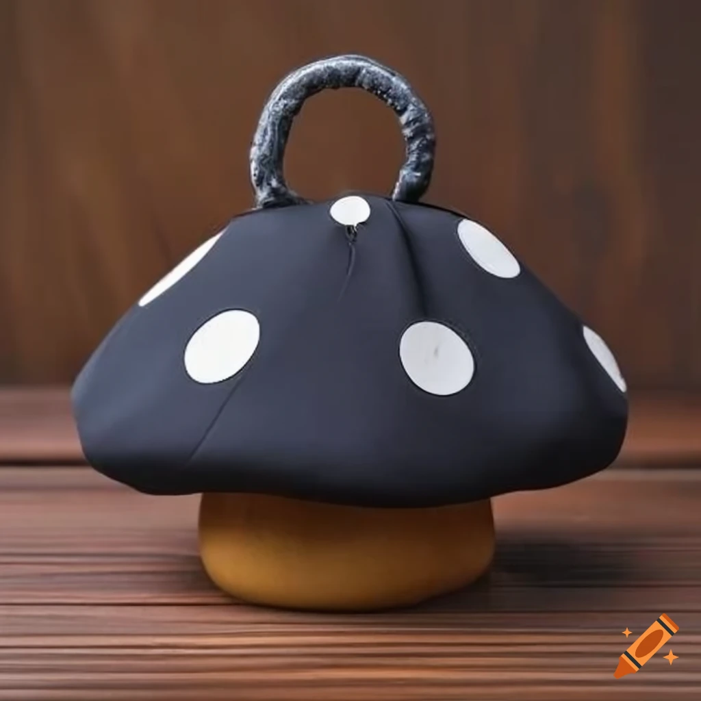 Stylish mushroom-shaped handbag on a table on Craiyon