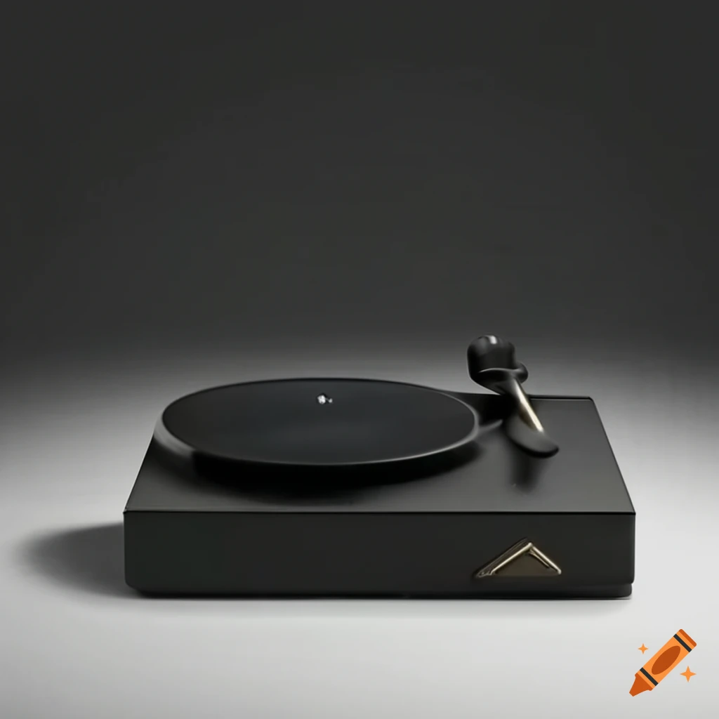 Matte black vinyl player with bronze accents on Craiyon