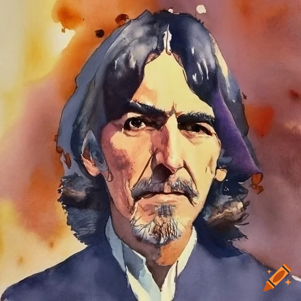 Watercolor painting of george harrison's face on Craiyon
