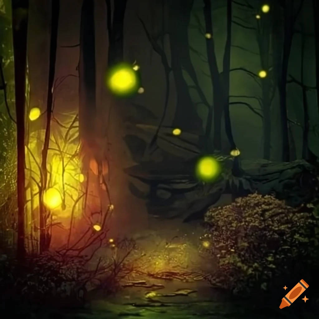 Moonlit garden with fireflies on Craiyon