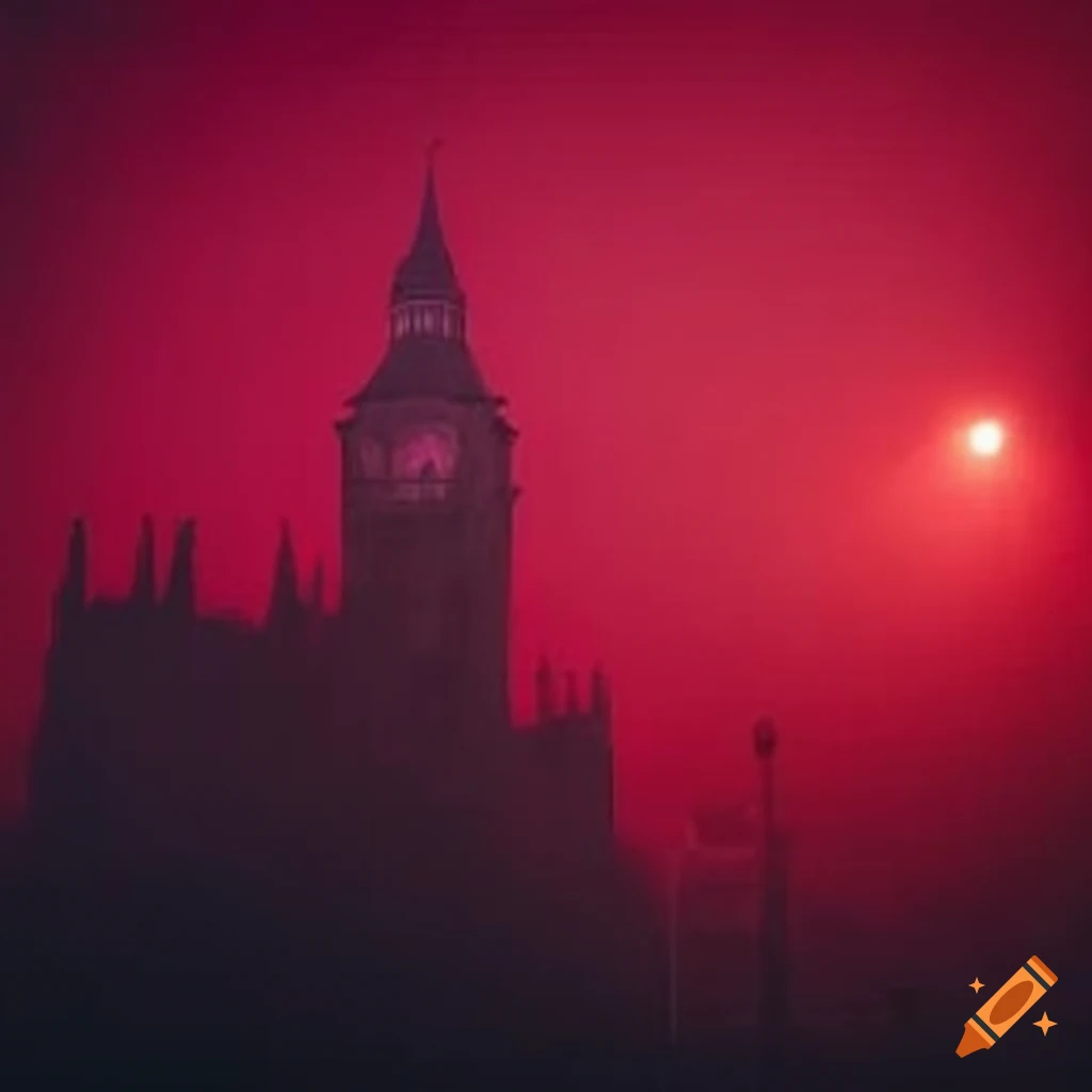 28 days later movie cover with biohazard sign and london in fog on Craiyon