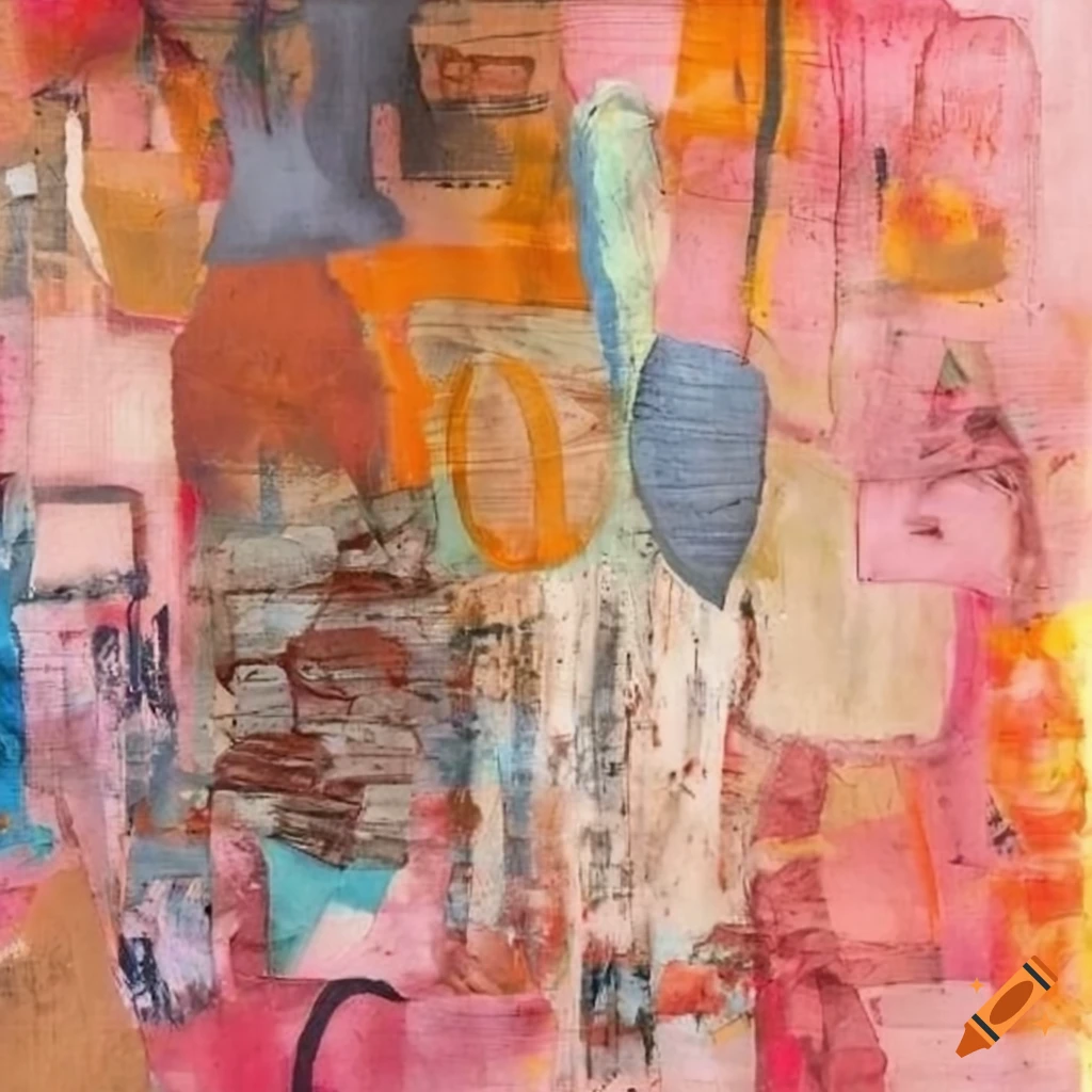 Mixed - media collage abstract painting in the style mark bradford ...
