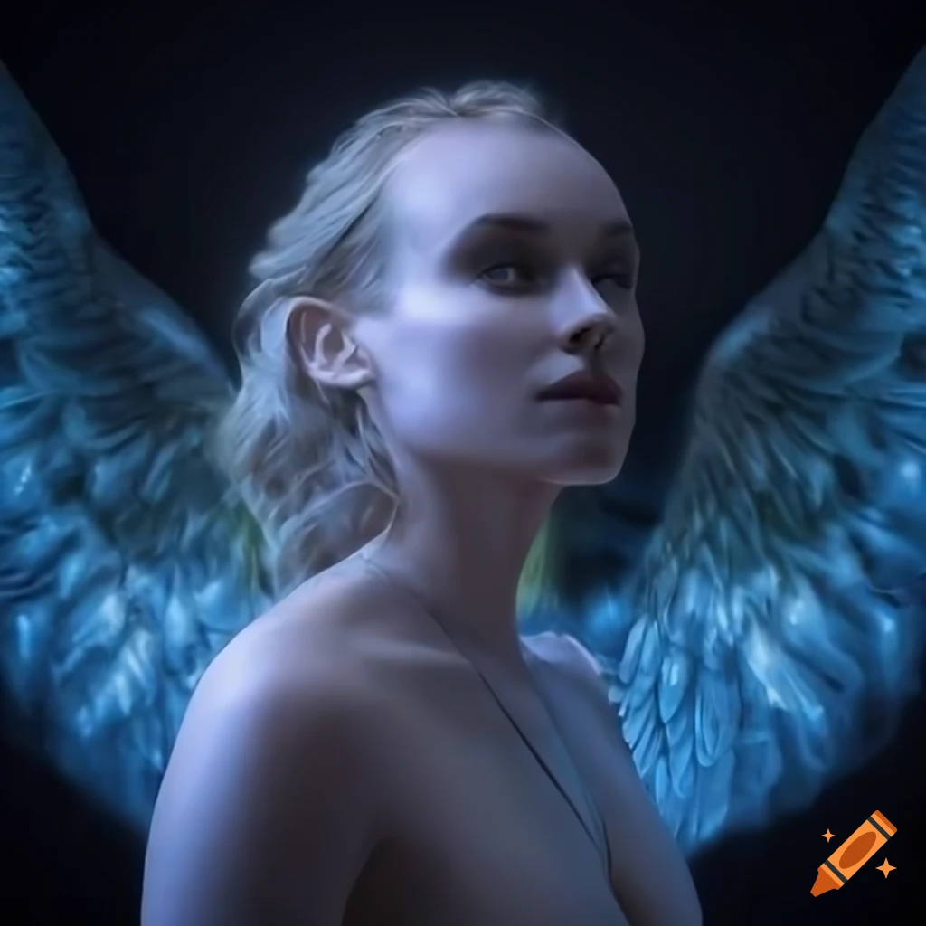 Realistic image of Diane Kruger as an angel on Craiyon