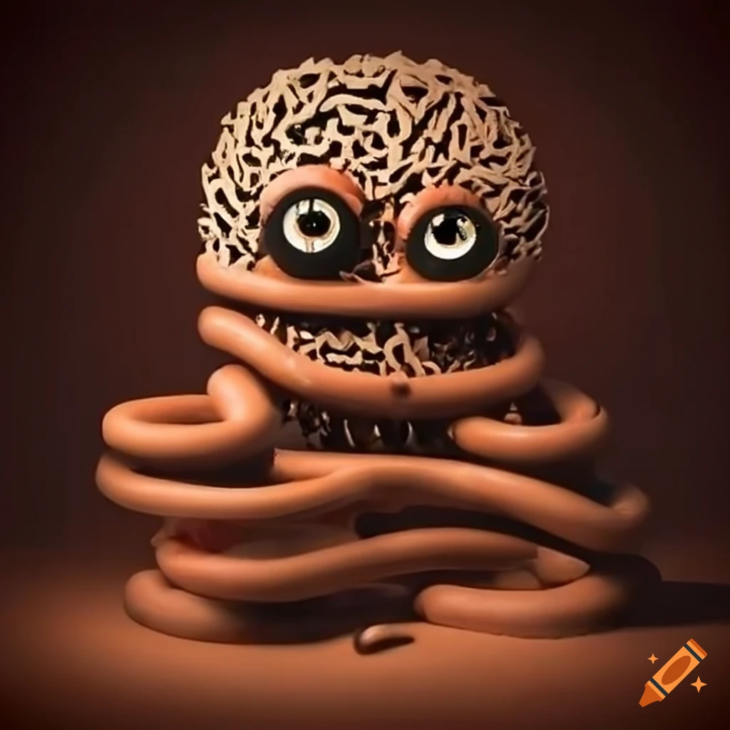 A cute creature made of baked beans on Craiyon