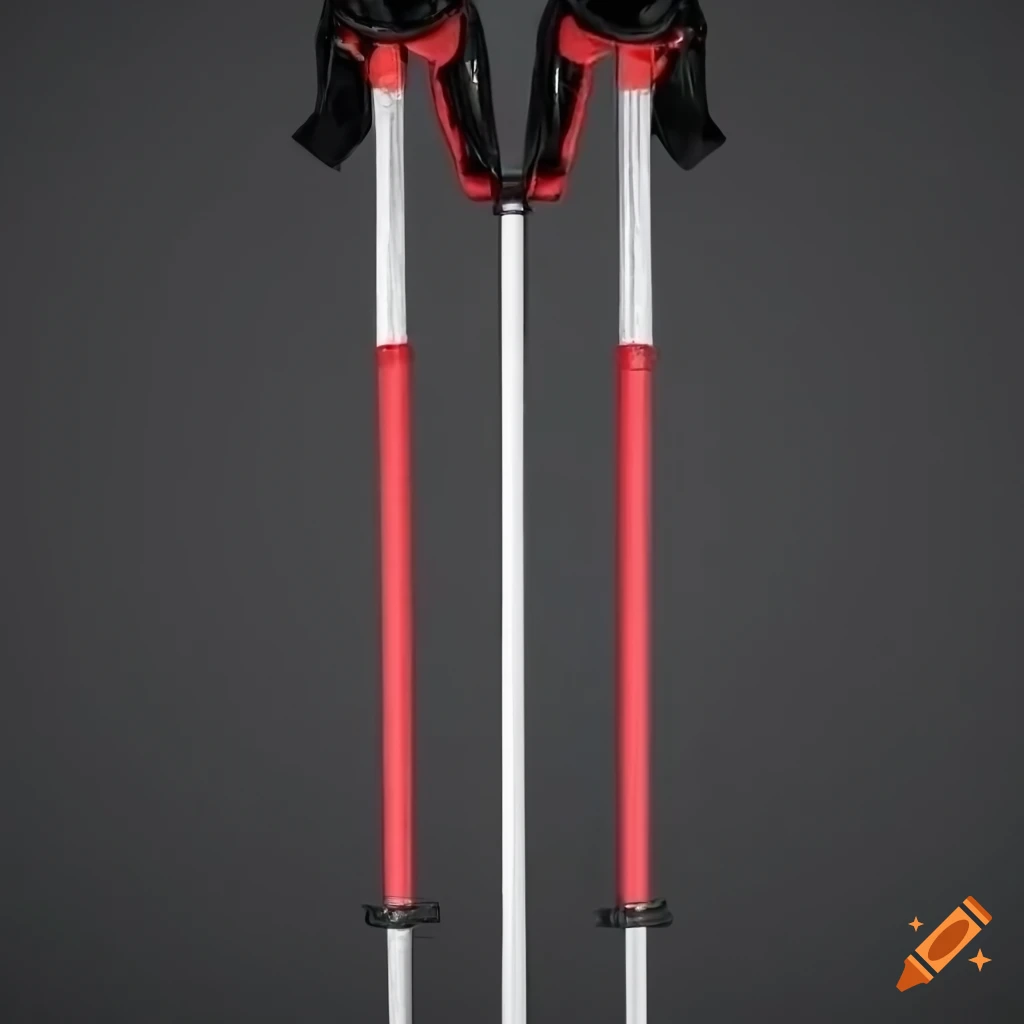 Red ski poles on a transparent background