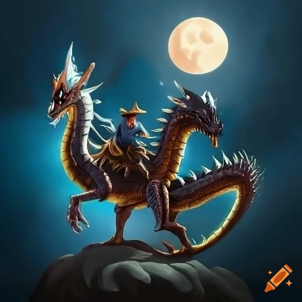 Cowboy riding a dragon on Craiyon