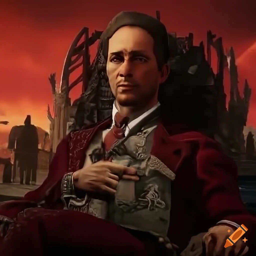 Box art of Far Cry 7 Serbia with a villain sitting on a throne ...