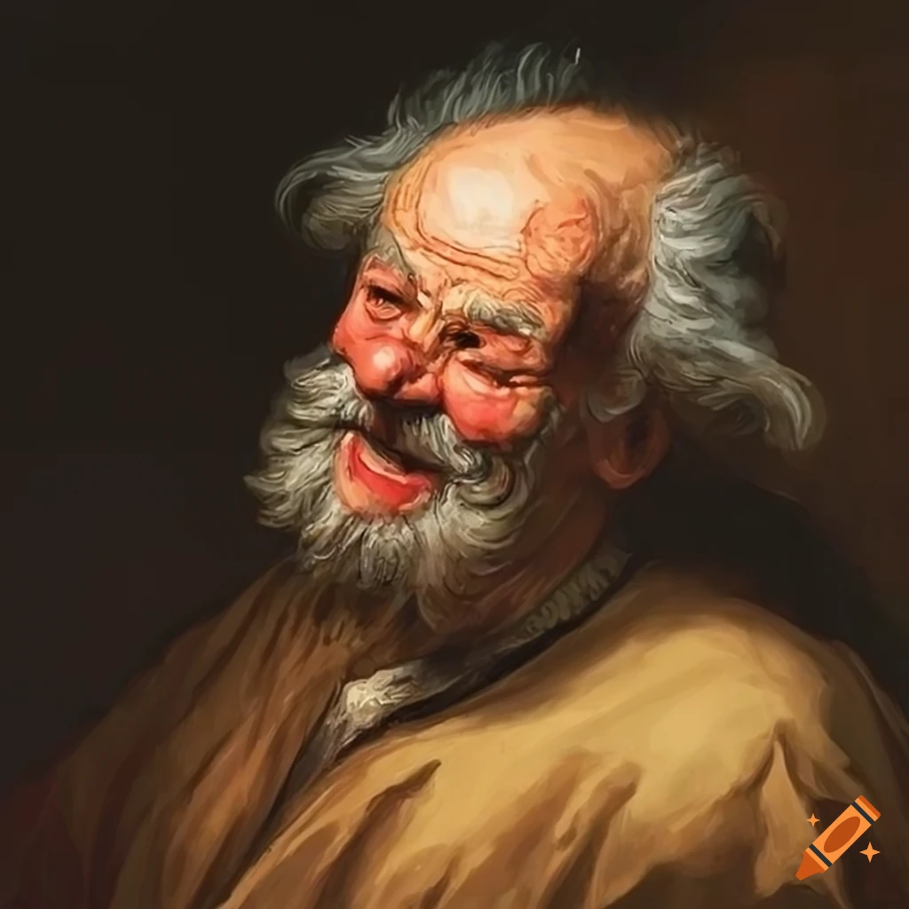 Portrait of an old man laughing on Craiyon
