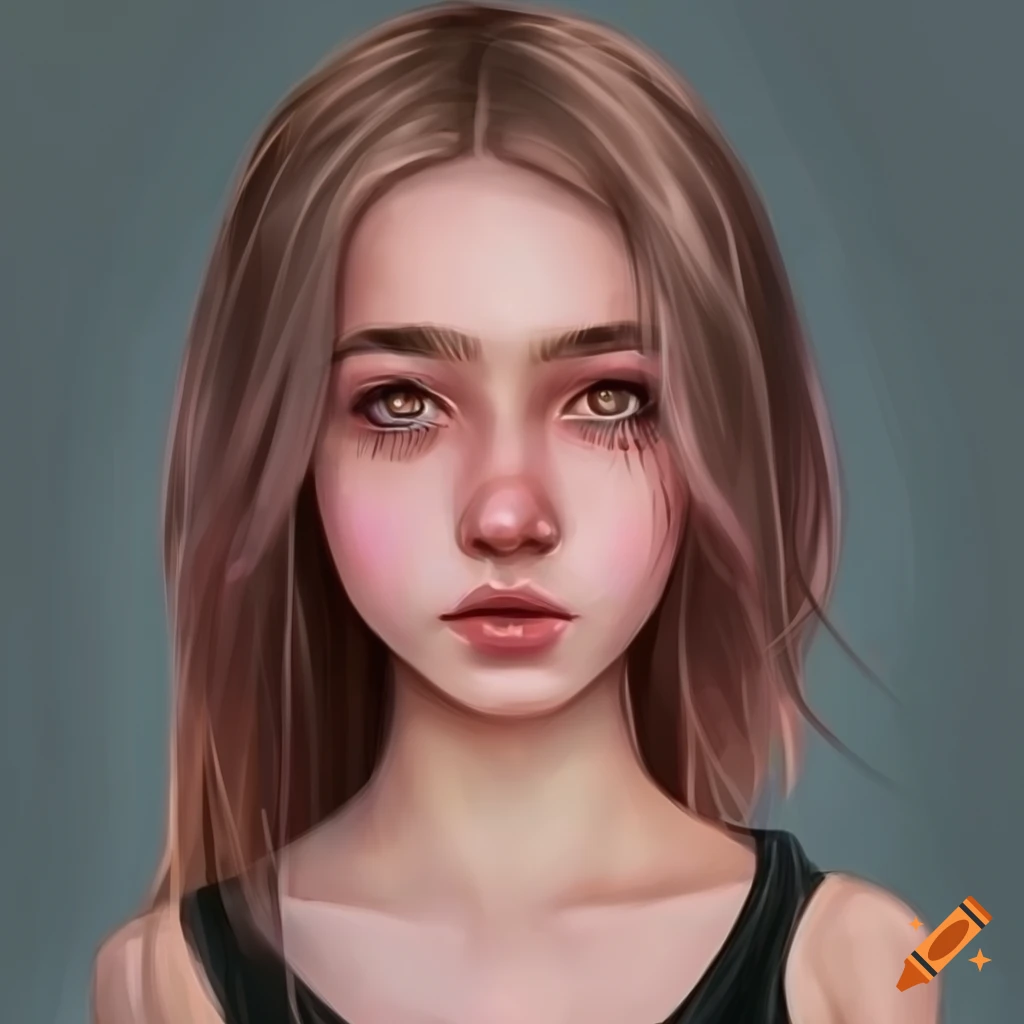 Semi realistic portrait of a teenage girl on Craiyon