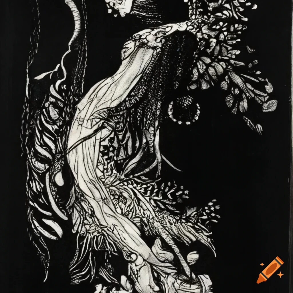 16th century engraving of flowing silk fabric on Craiyon