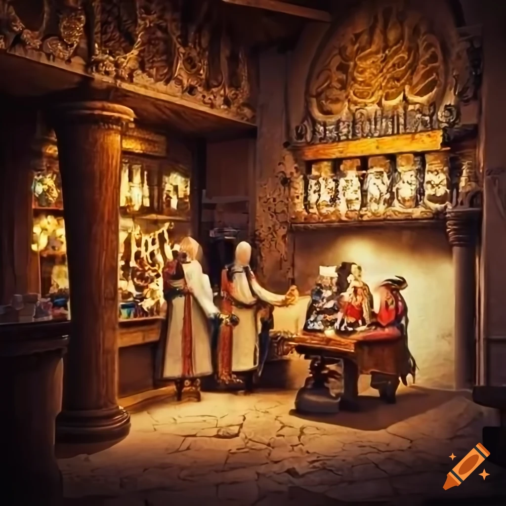 Medieval gem shop with sparkling jewels on display on Craiyon